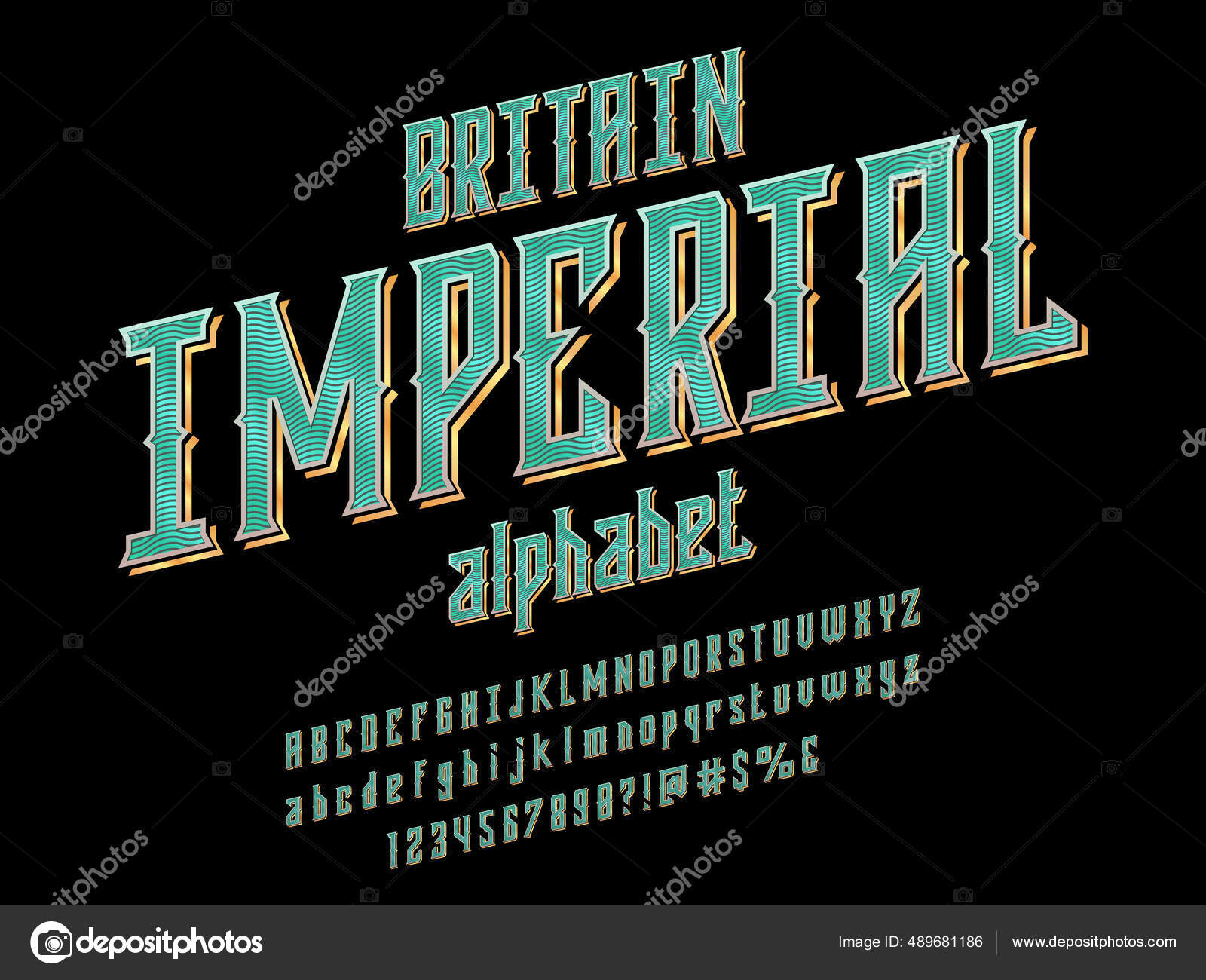 Majestic Style Alphabet Design Uppercase Lowercase Numbers Symbols ...