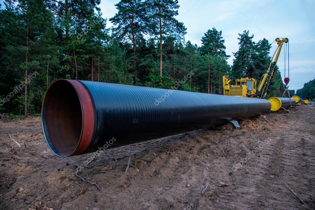 Pipelayer con pluma lateral Instalación de tuberías de gas y petróleo ...