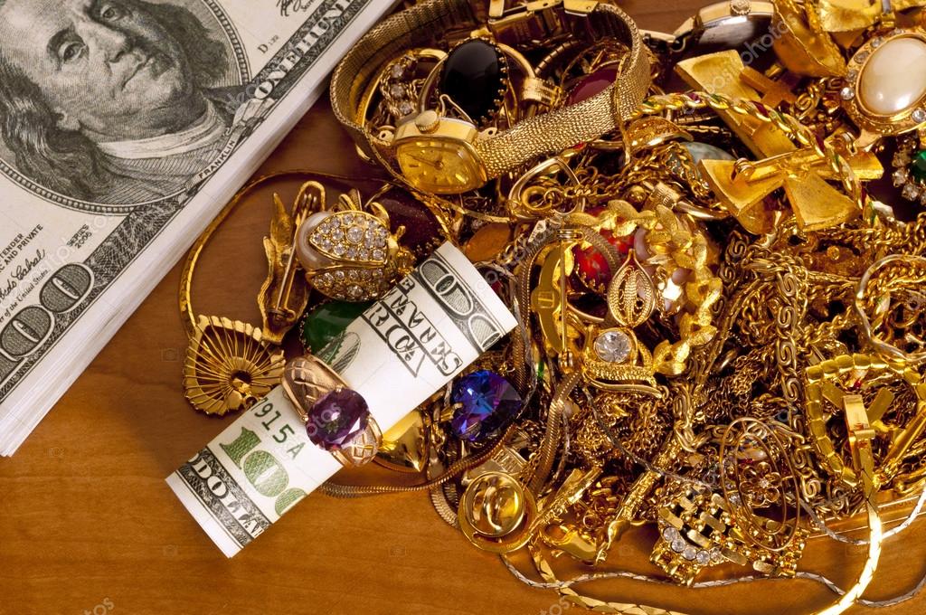 Hundred Dollar Bill NOT REAL Inside A Gold Ring With Cash And Gold ...