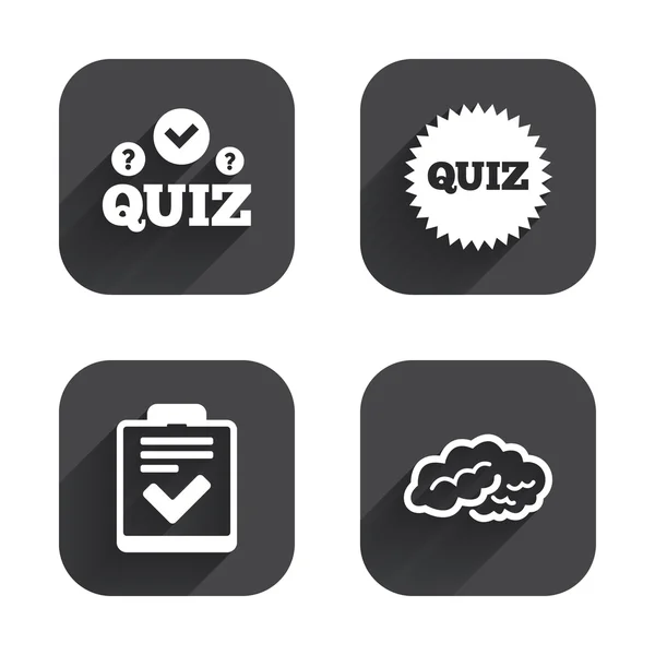 Quiz icons. Checklist and brainstorm symbols. Stock Vector by ...