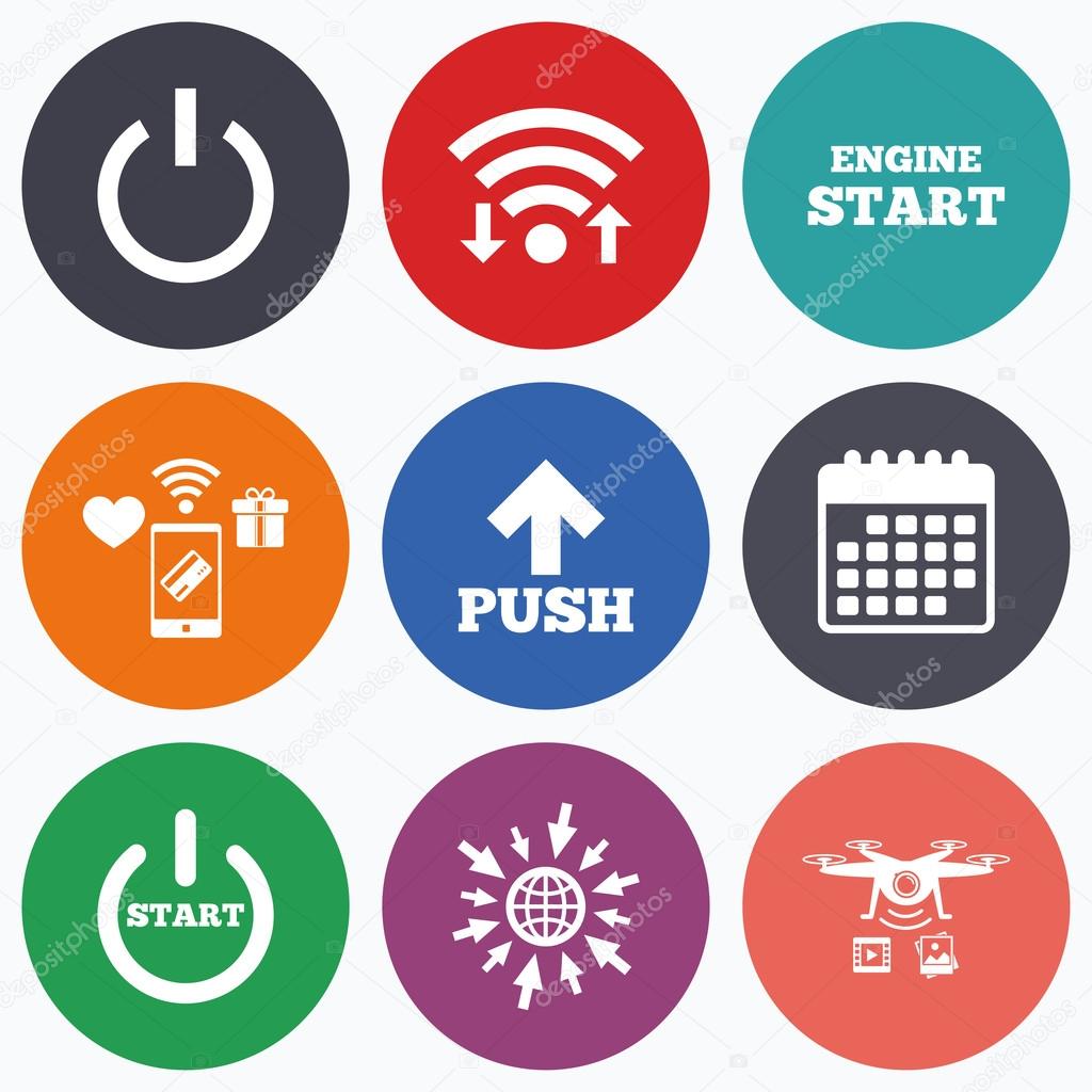 Power icons. Start engine symbol — Stock Vector © Blankstock #103887252