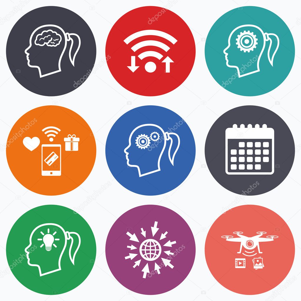 Head with brain icon.Female woman symbols. Stock Vector by ©Blankstock ...