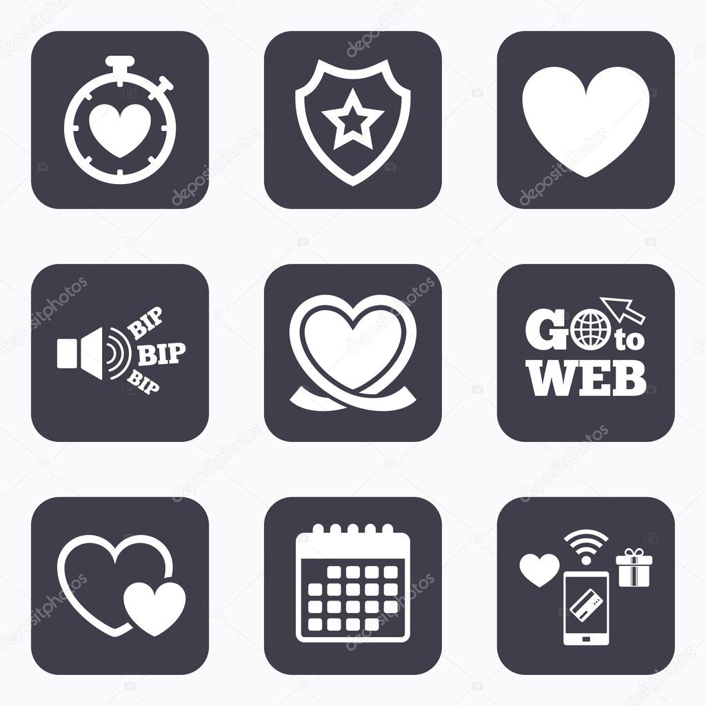 Heart ribbon icon. Timer stopwatch symbol. Stock Vector Image by ...