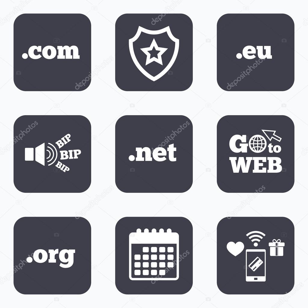 Top-level domains signs. Com, Eu, Net and Org. Stock Vector Image by ...