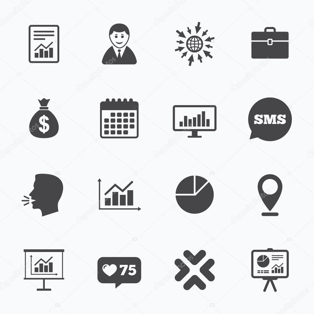 Statistics, accounting icons. Charts signs. Stock Vector by ©Blankstock ...