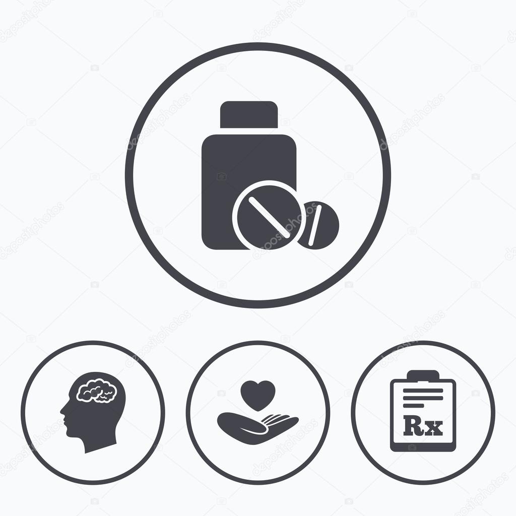 Medicine icons. Tablets bottle, brain Stock Vector Image by ©Blankstock ...