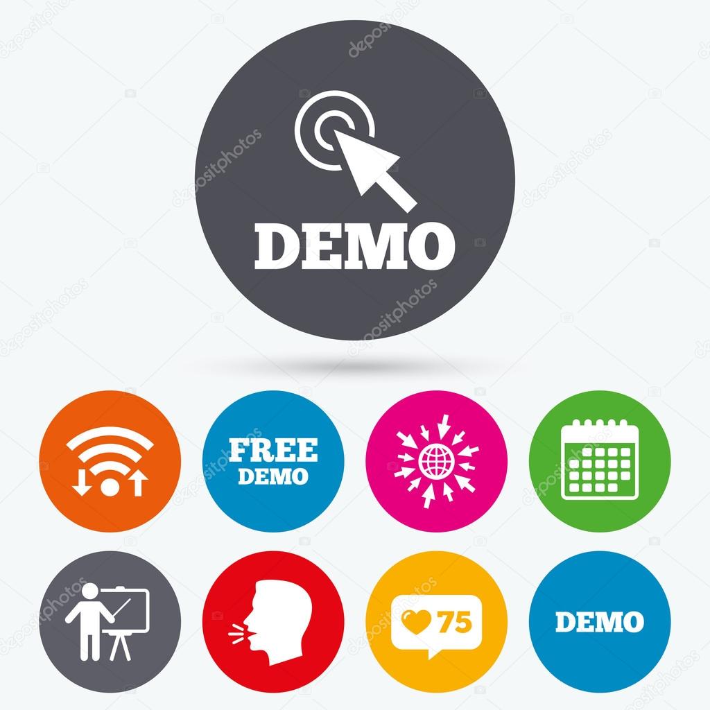 Demo with cursor icon. Presentation billboard Stock Vector by ... Demo with cursor icon. Presentation billboard Stock Vector by ...