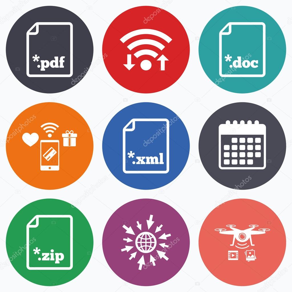 Document signs. File extensions symbols. Stock Vector Image by ...