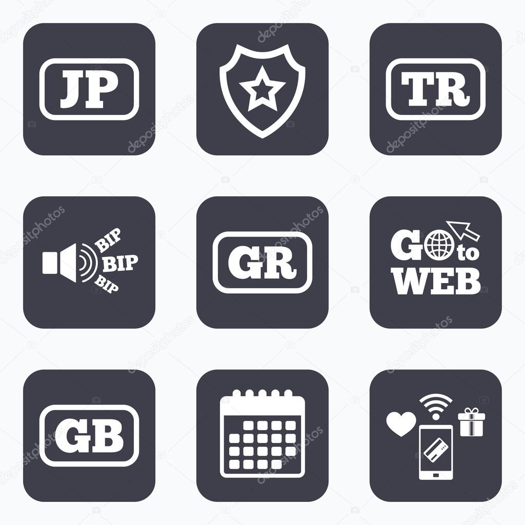 Language icons. JP, TR, GR Stock Vector by ©Blankstock 106999080