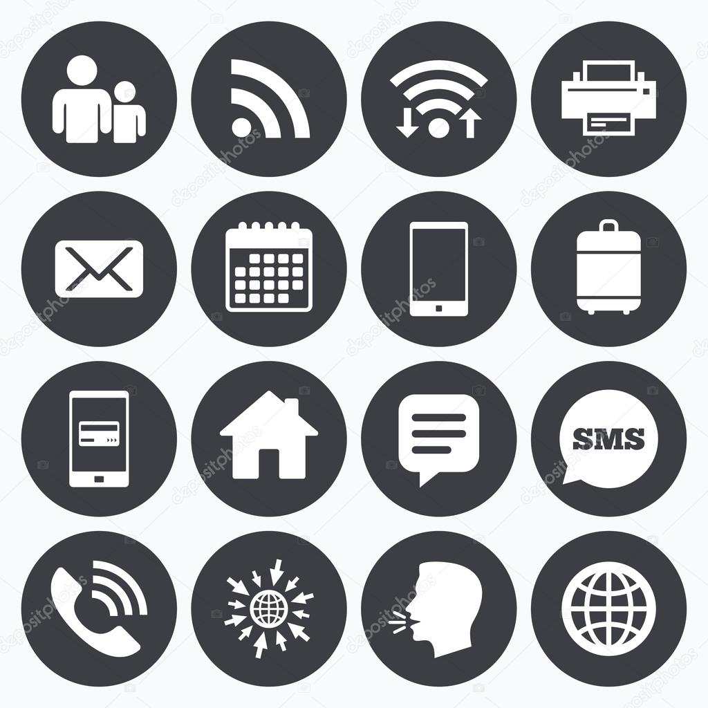 Contact, mail icons. Communication signs. — Stock Vector © Blankstock ...