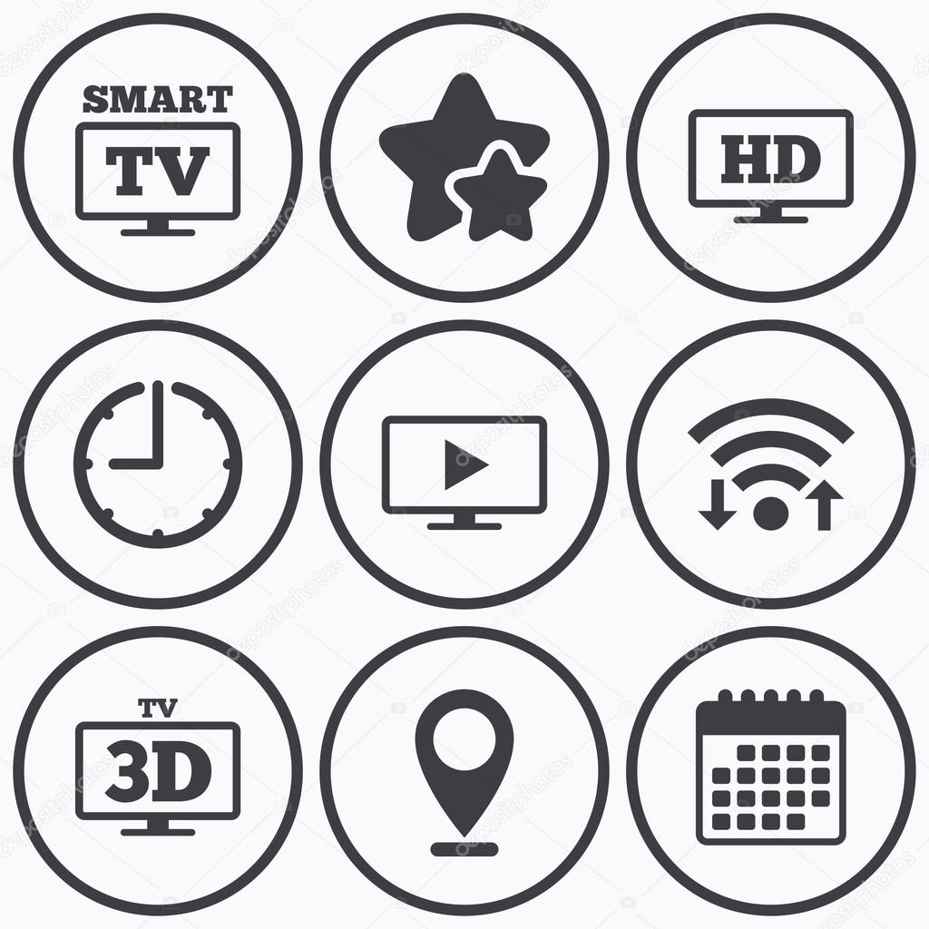 Smart TV mode icon. 3D Television symbol. Stock Vector by ©Blankstock ...
