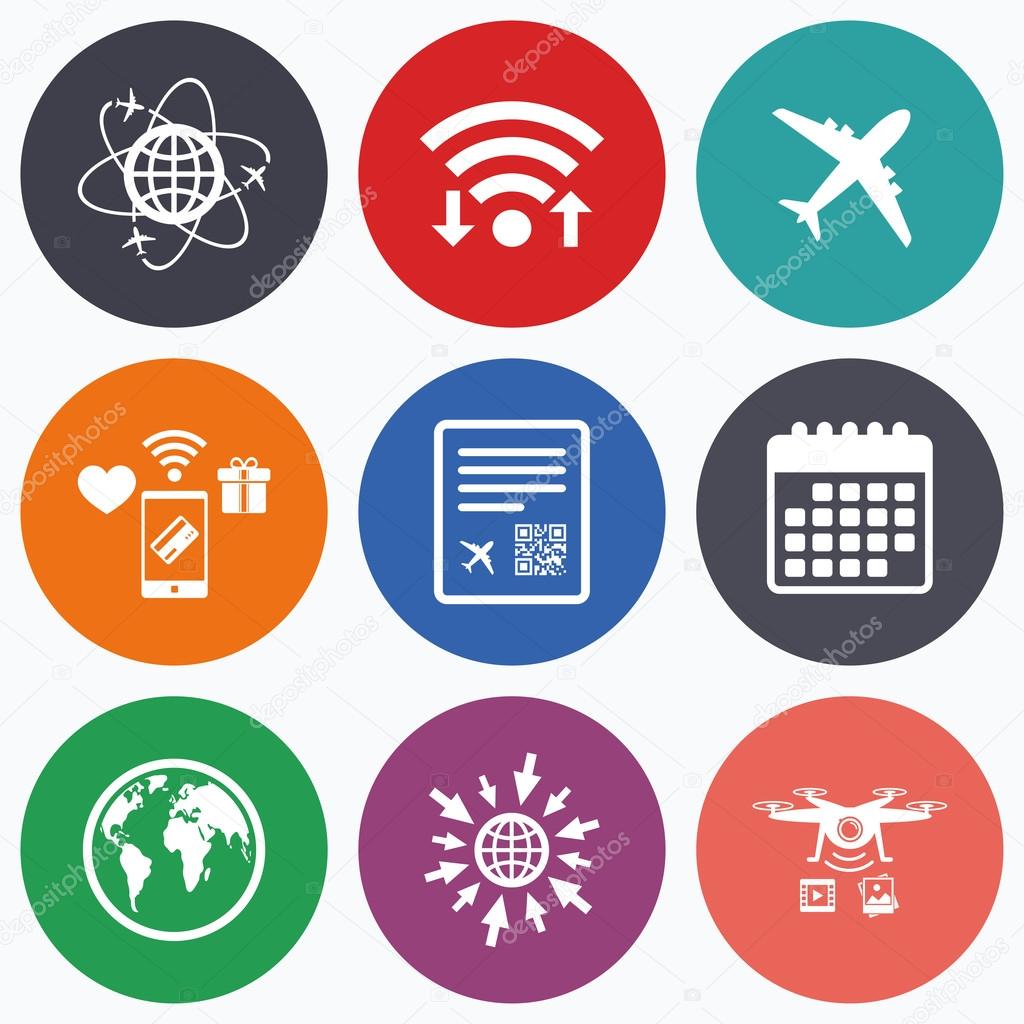 Iconos de avión. Mundo globo símbolo . Vector de stock #109252762 de ...