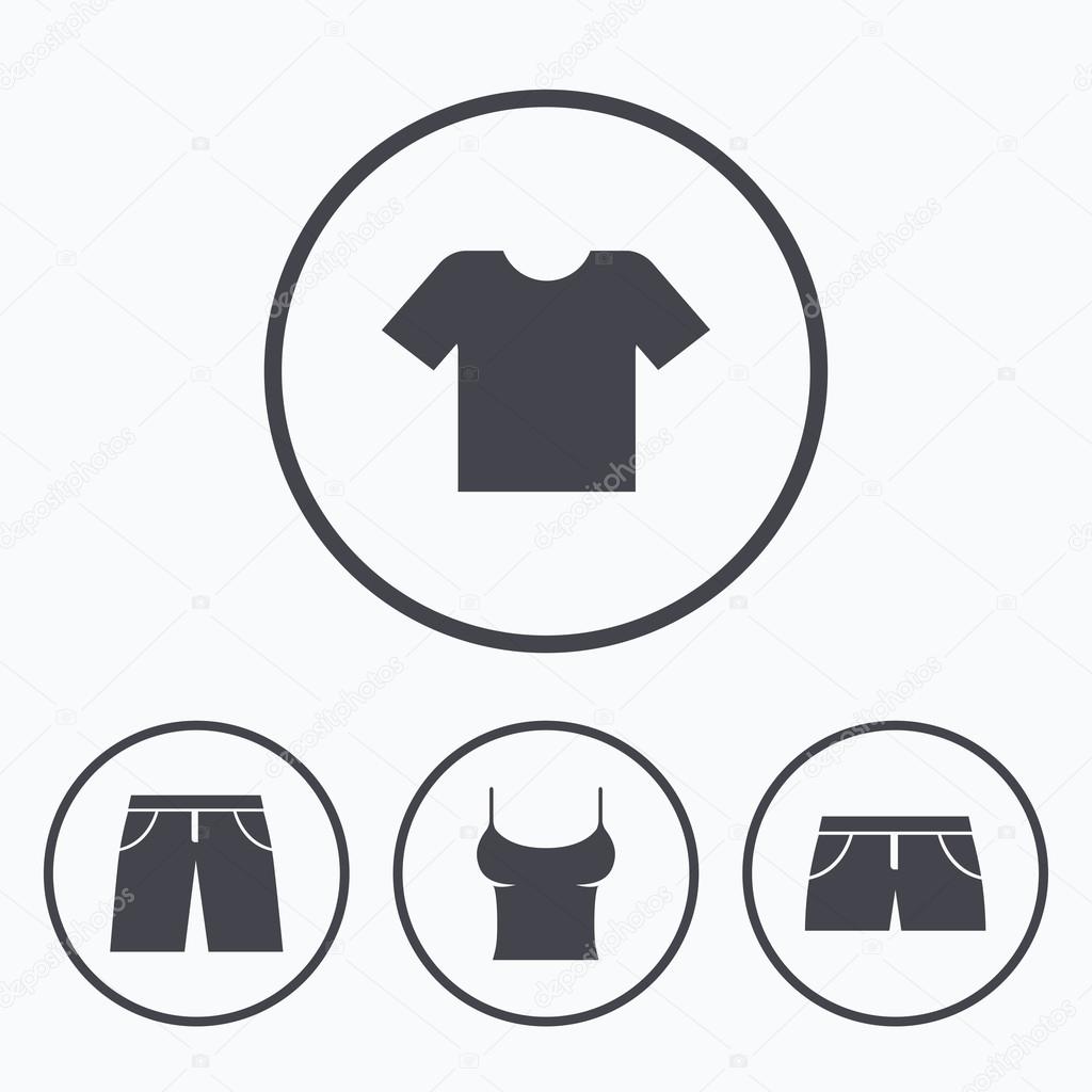 Clothes signs. T-shirt and pants with shorts. Stock Vector Image by ...