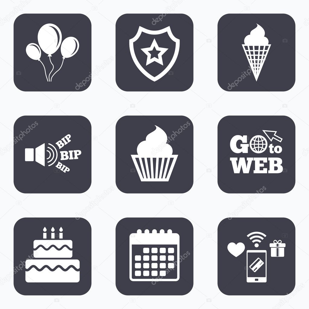Birthday party icons. Stock Vector by ©Blankstock 110811338