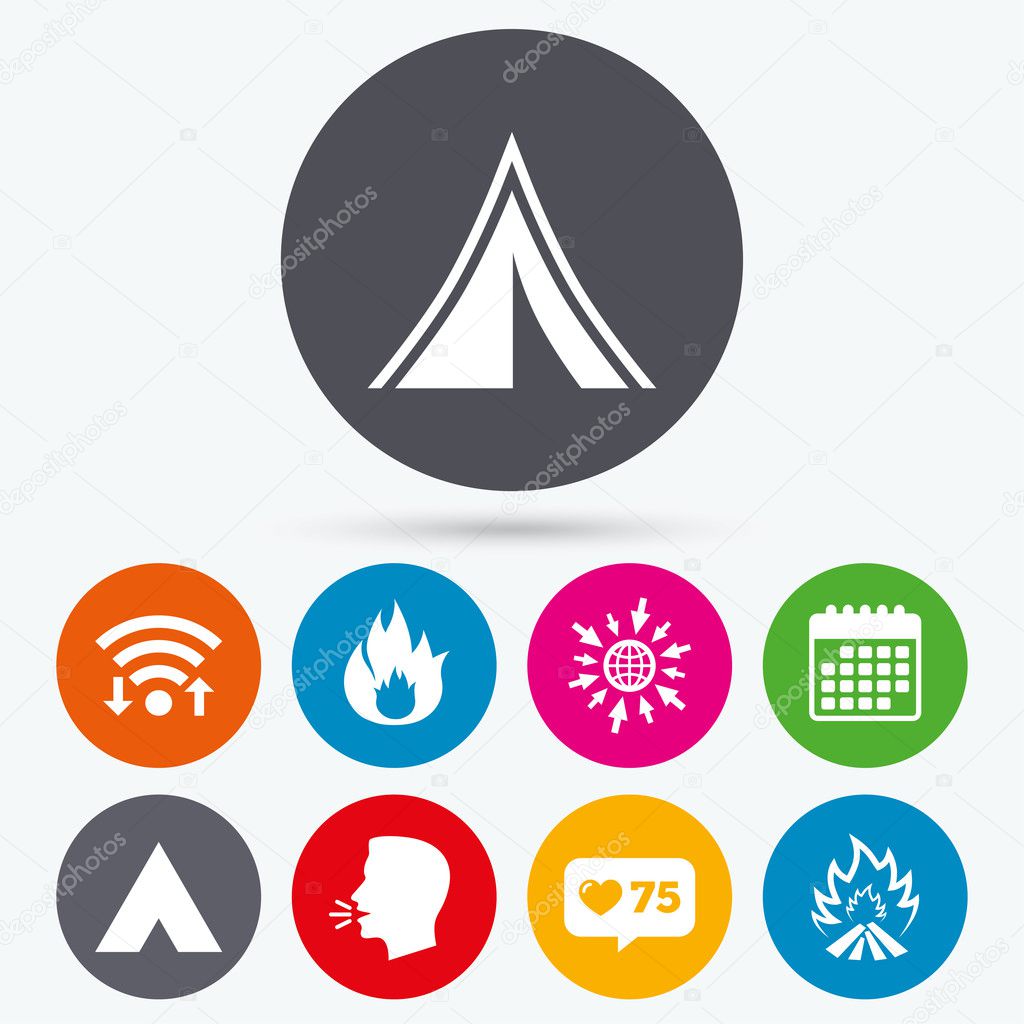 Tourist camping tent signs. Stock Vector by ©Blankstock 110812054