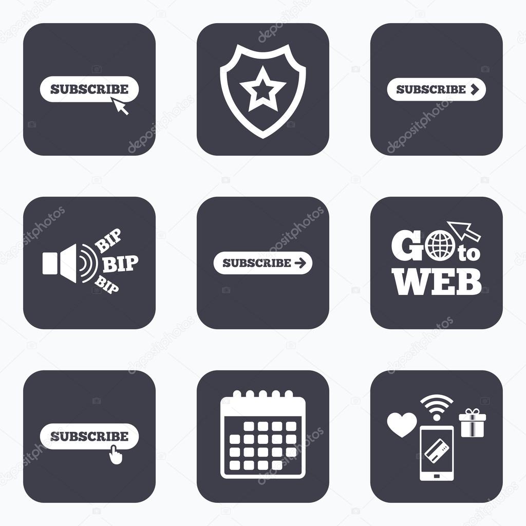 Subscribe icons. Membership signs with arrow. Stock Vector Image by ...