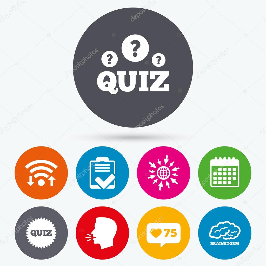 Quiz icons. Checklist and brainstorm symbols. Stock Vector Image by ©Blankstock #113602160