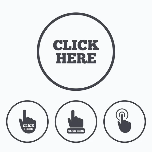 Click here signs. Hand press icons. Vector Stock Vector by ©Blankstock ...