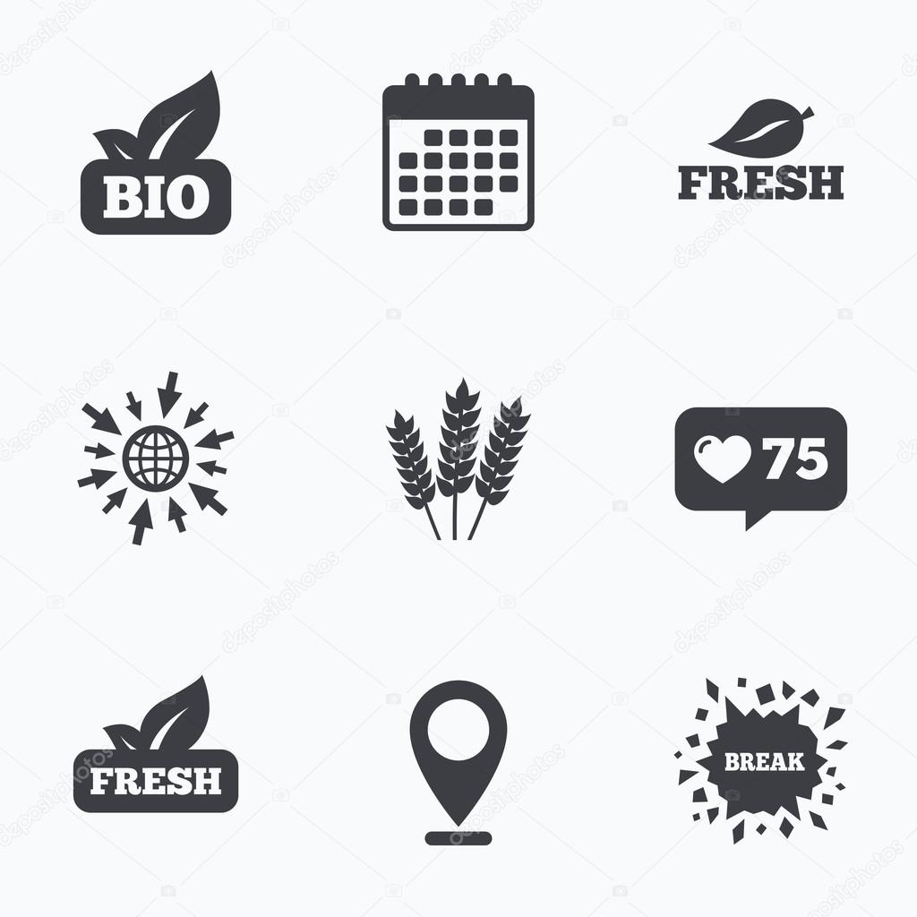 Natural fresh Bio food icons. Stock Vector Image by ©Blankstock #114110516