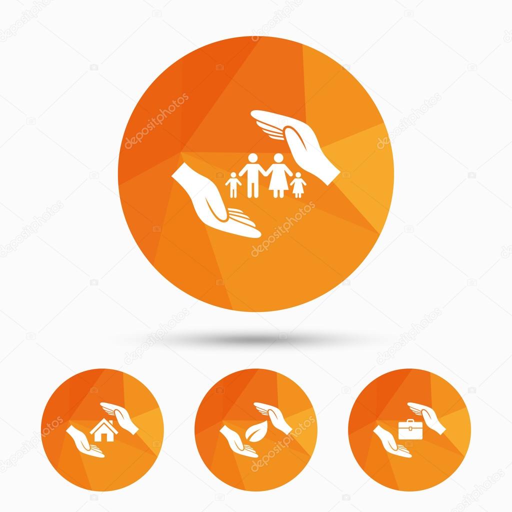 Hands insurance icons. Stock Vector by ©Blankstock 114871602
