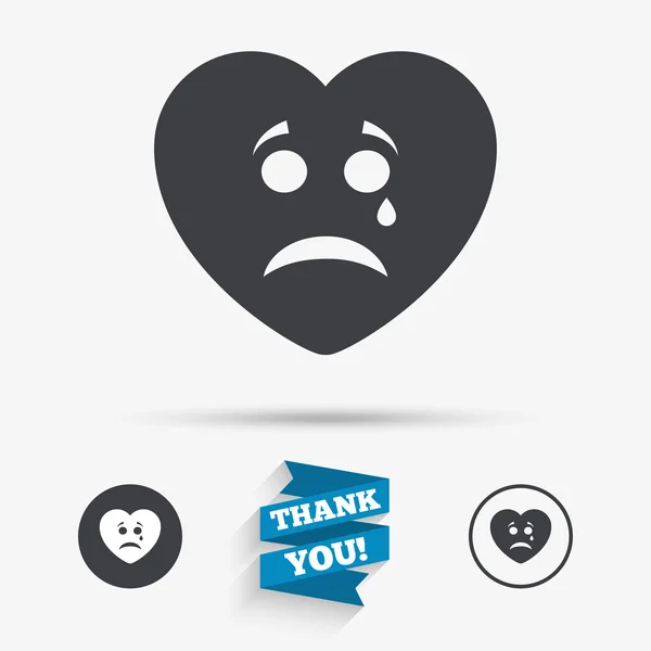 Sad heart face with tear icons — Stock Vector © Blankstock #60073369