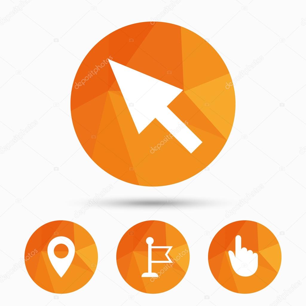 Souris icône du curseur. Symboles de pointeur main ou drapeau . Vecteur ...