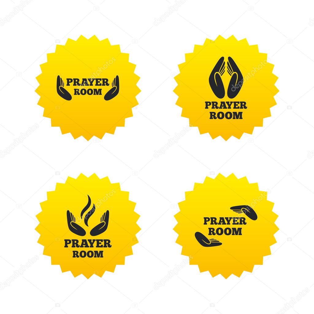 Iconos de la sala de oración. Religión sacerdotes símbolos . Vector de ...