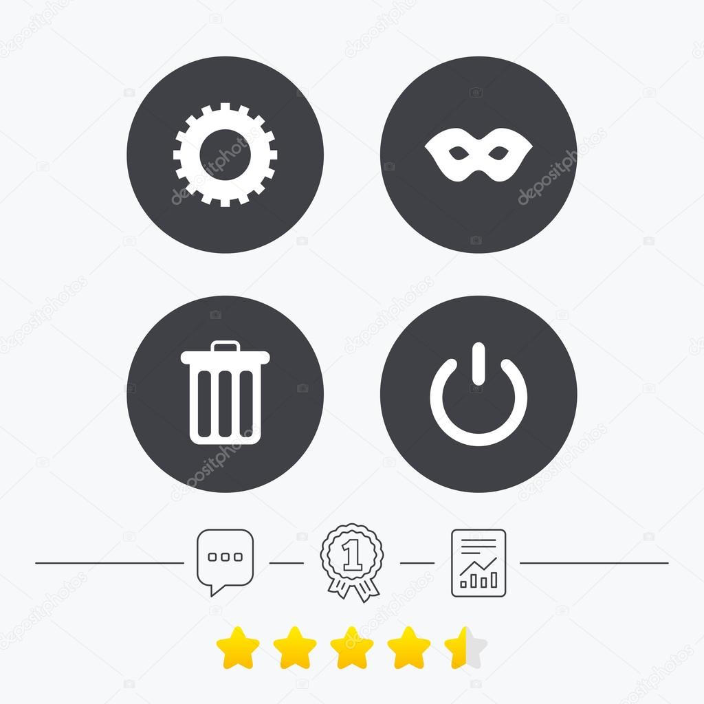 Anonymous mask and gear signs. Stock Vector by ©Blankstock 116538822