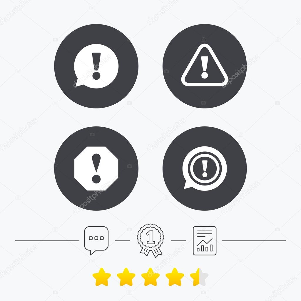 Attention icons. Exclamation speech bubble. Stock Vector by ©Blankstock ...