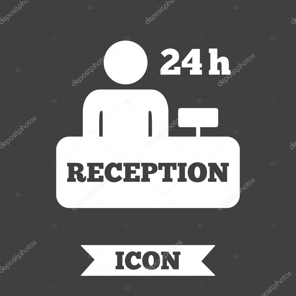 Reception sign icon. Hotel registration table. Stock Vector by ...