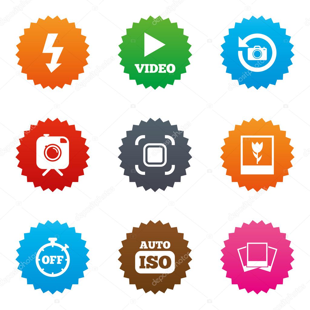 Photo, video icons. Camera, photos and frame. Stock Vector by ...