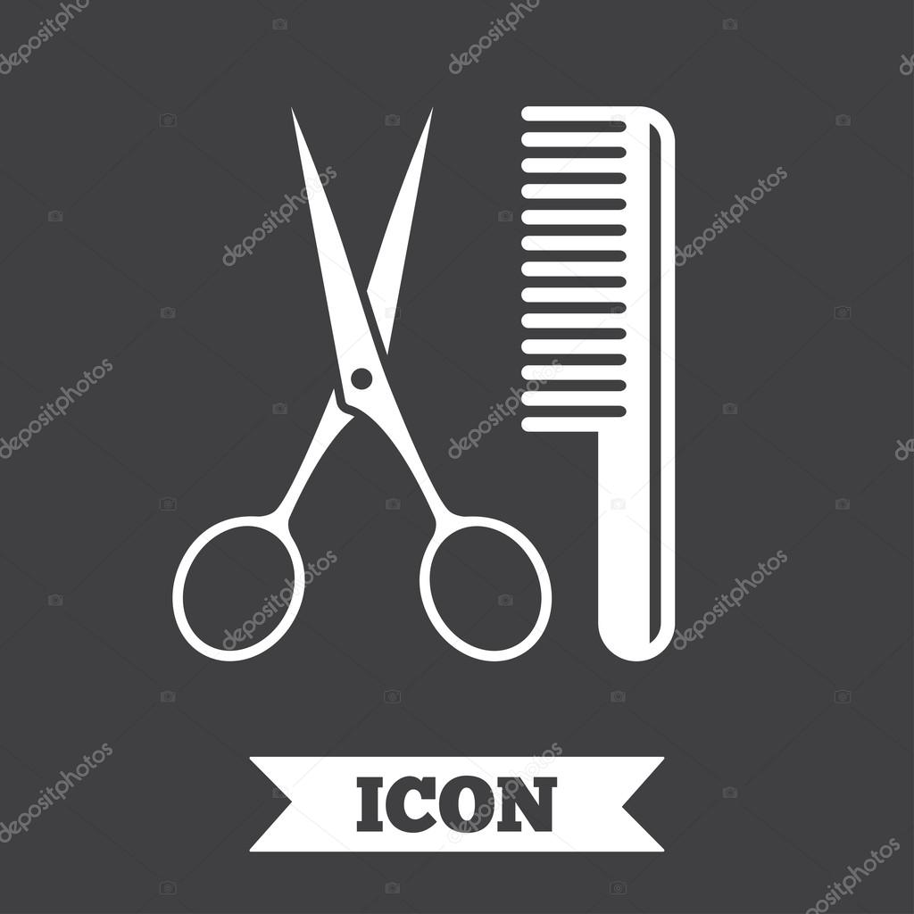 Comb hair with scissors sign Stock Vector by ©Blankstock 117431060