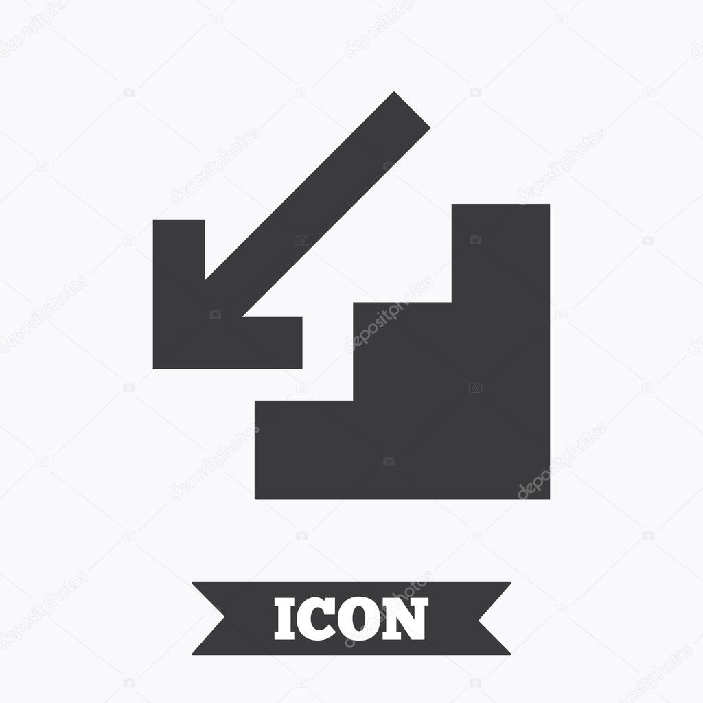 Downstairs icon. Down arrow sign. Stock Vector Image by ©Blankstock ...