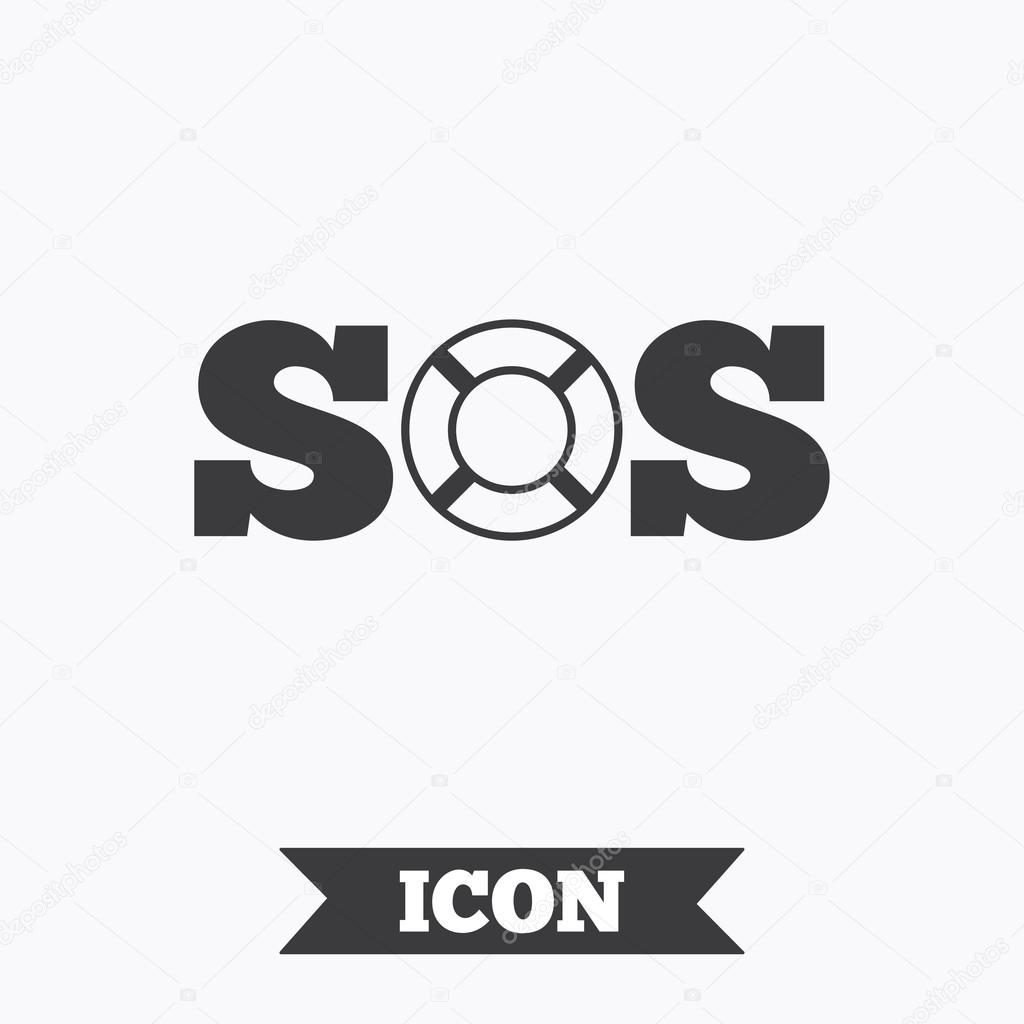 Icono de signo SOS. Símbolo de boya salvavidas. 2024