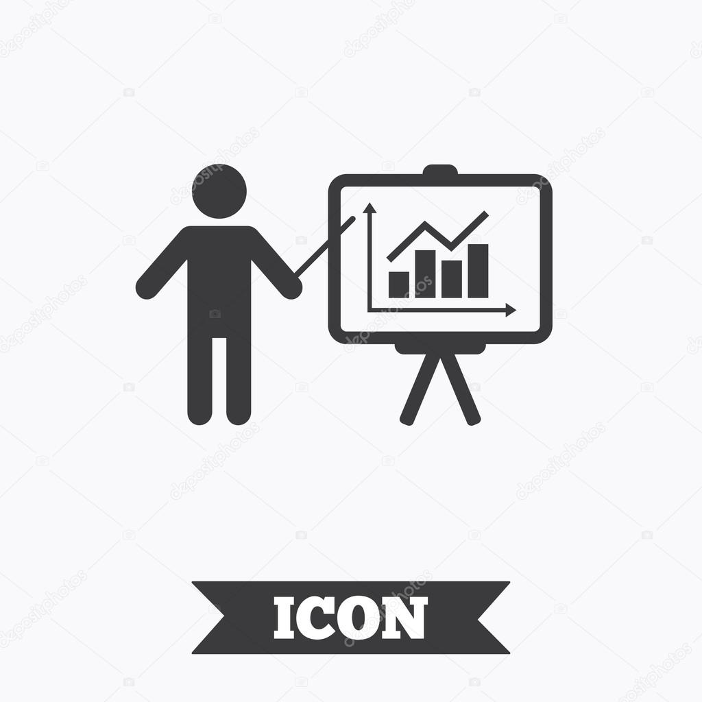 Presentation billboard sign icon. Diagram symbol. Stock Vector Image by ...