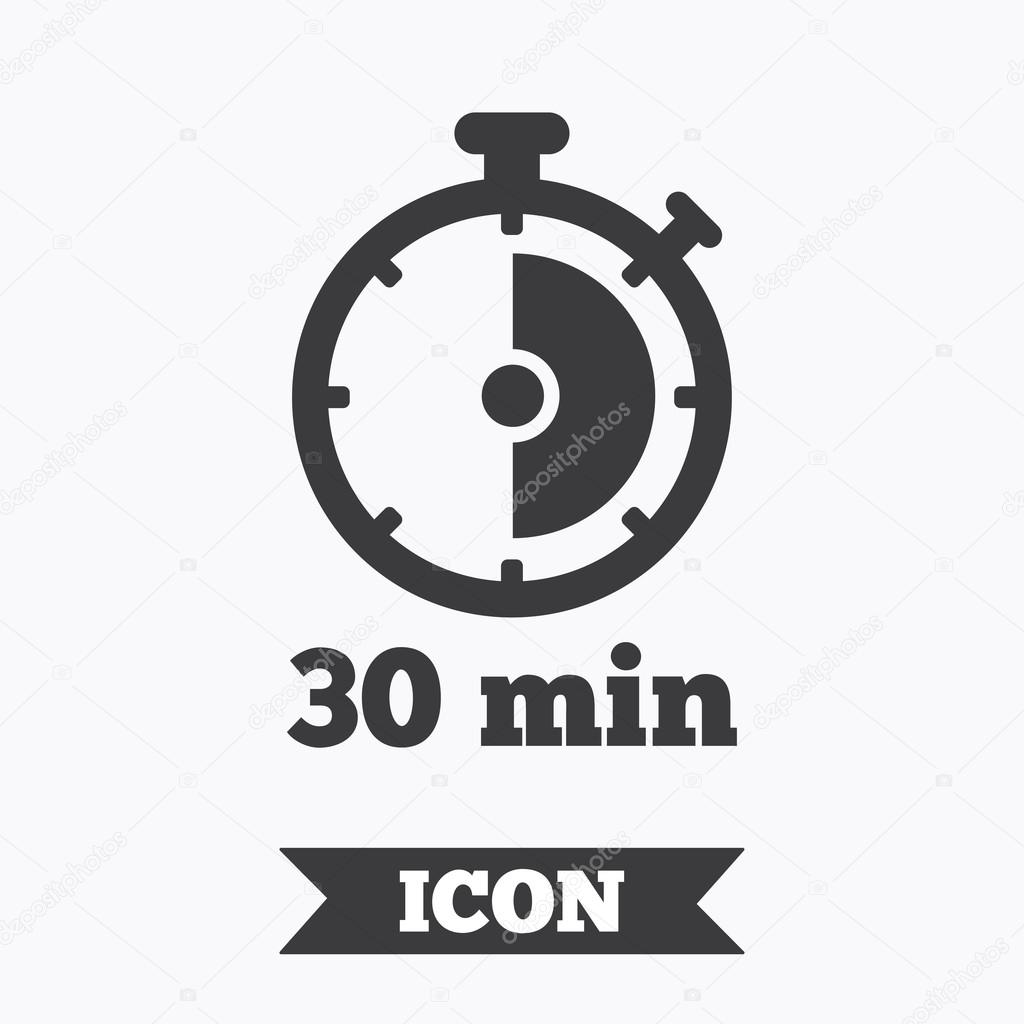 Timer sign icon. 30 minutes stopwatch symbol. — Stock Vector ...