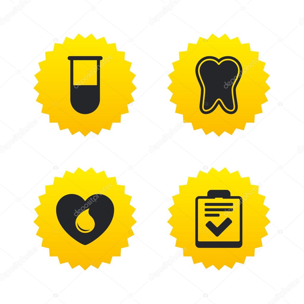 Tooth, test tube, blood donation icons Stock Vector Image by ...