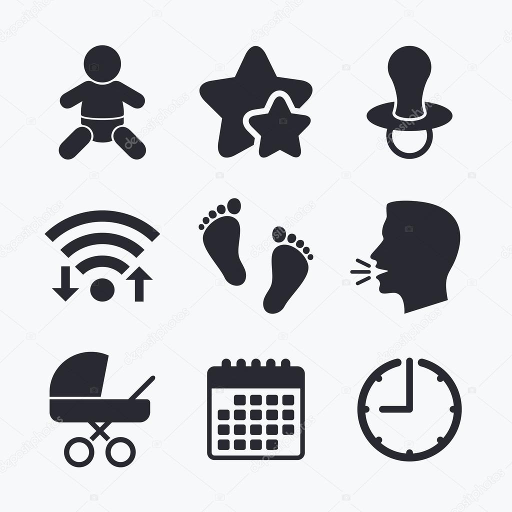Baby infants icons. Buggy and dummy symbols. Stock Vector by ...