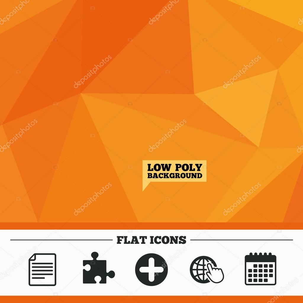 Plus circle and puzzle signs. File, globe. Stock Vector Image by ...