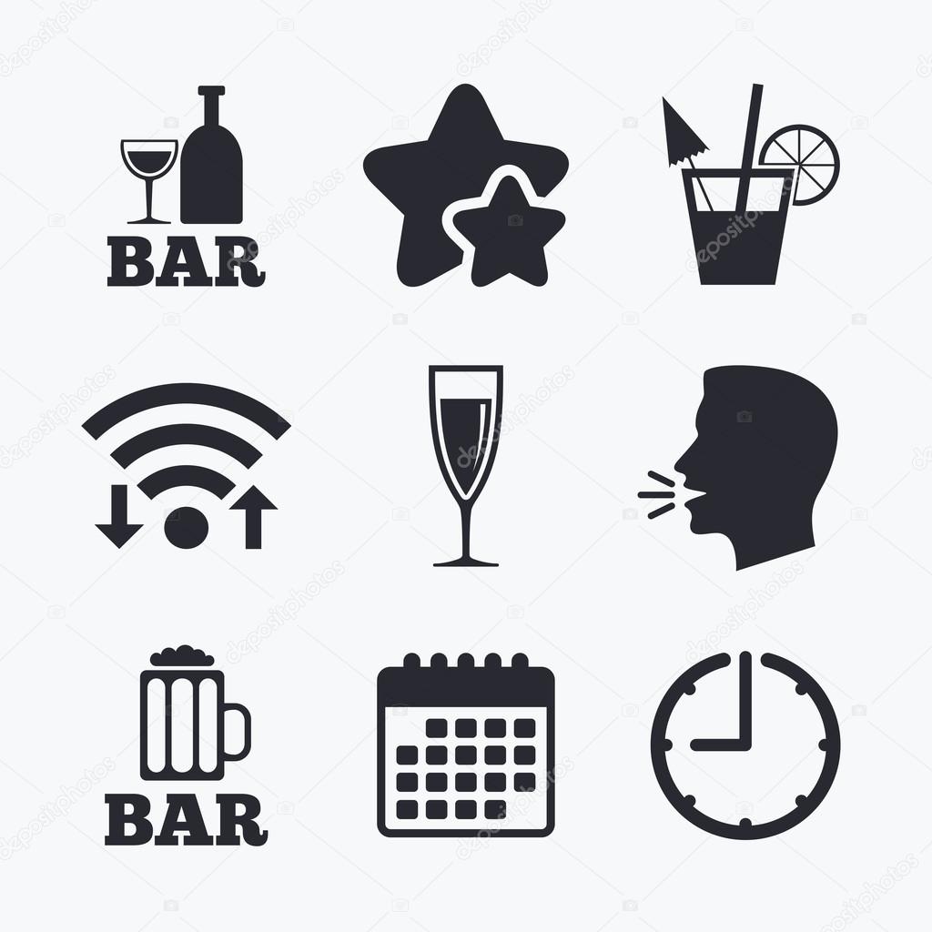 Bar or Pub icons. Glass of beer and champagne. Stock Vector Image by ...