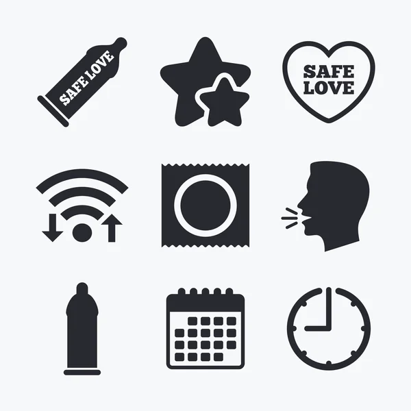 Safe Sex Love Icons Condom In Package Symbols Stock Vector Image By ©blankstock 117415734