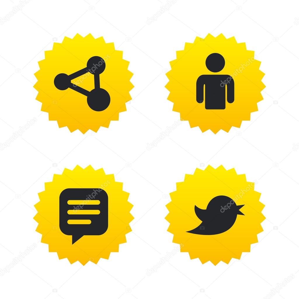 Human person and share icons. Speech bubble. Stock Vector by ...