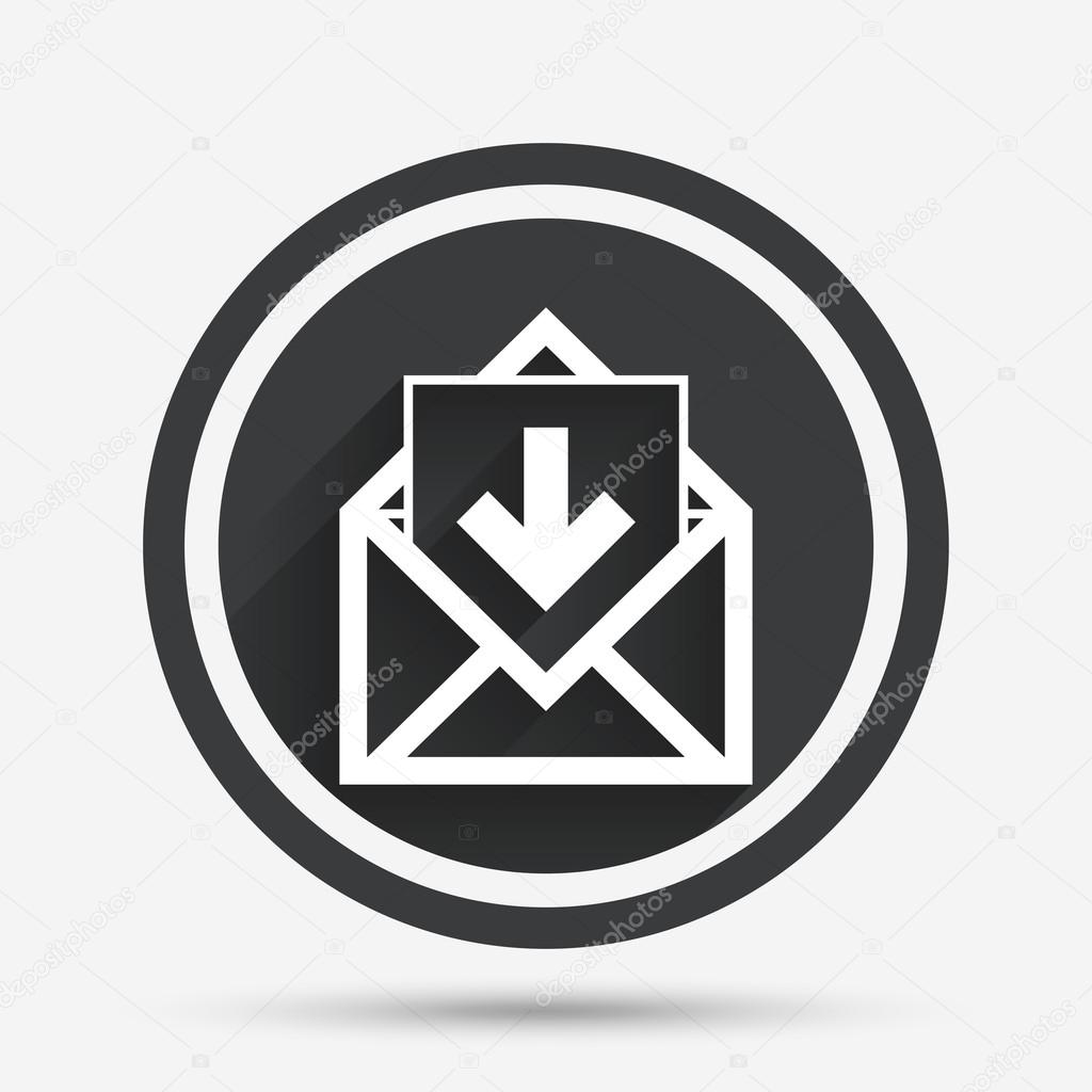 Icono de correo. Símbolo de sobre. Bandeja de entrada mensaje signo ...