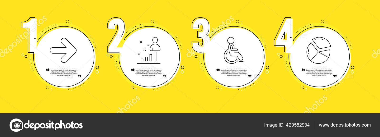 Next Disabled Stats Line Icons Set Timeline Process Infograph Pie Stock ...