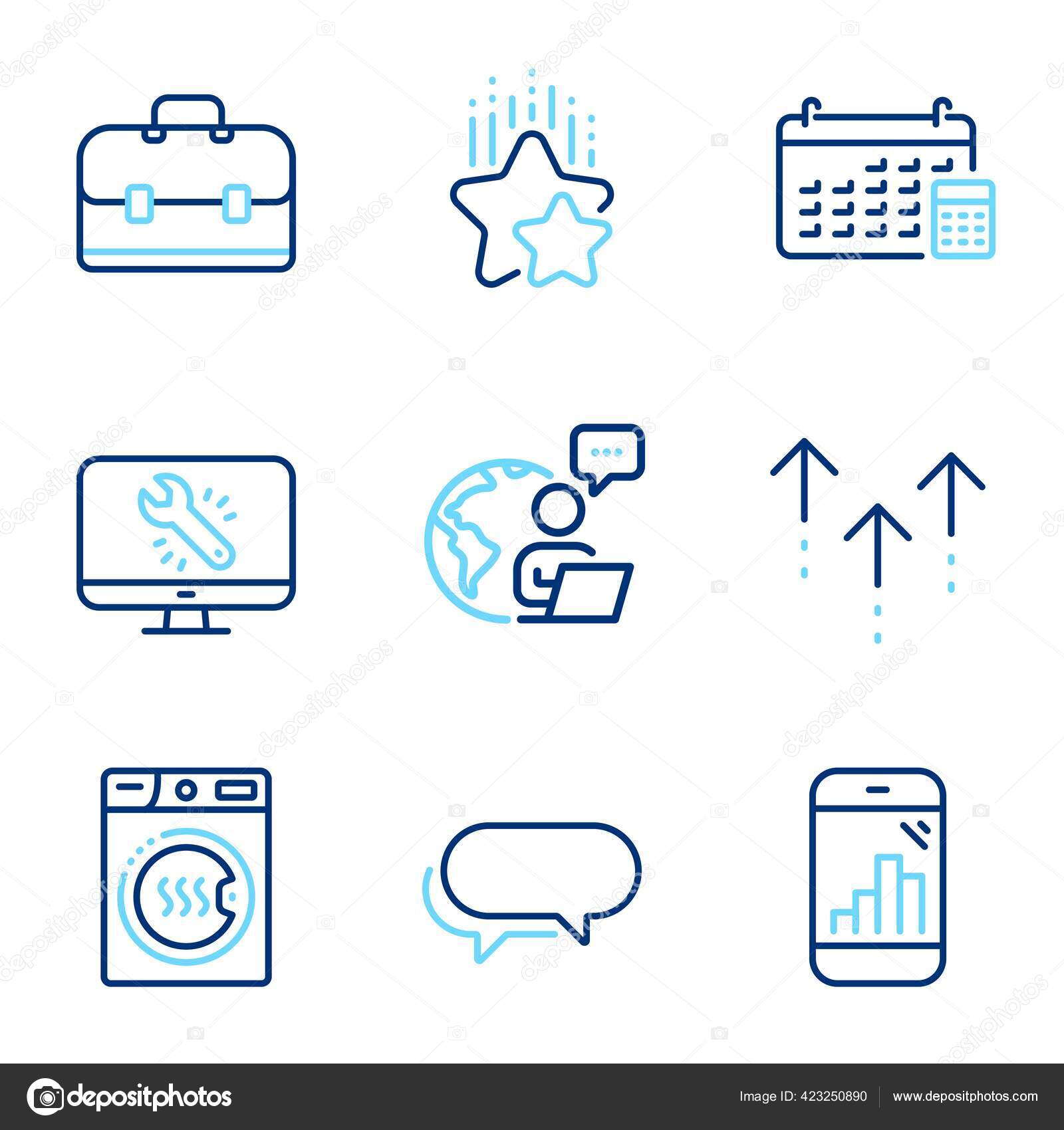 Technology Icons Set Included Icon Swipe Ranking Stars Dryer Machine ...