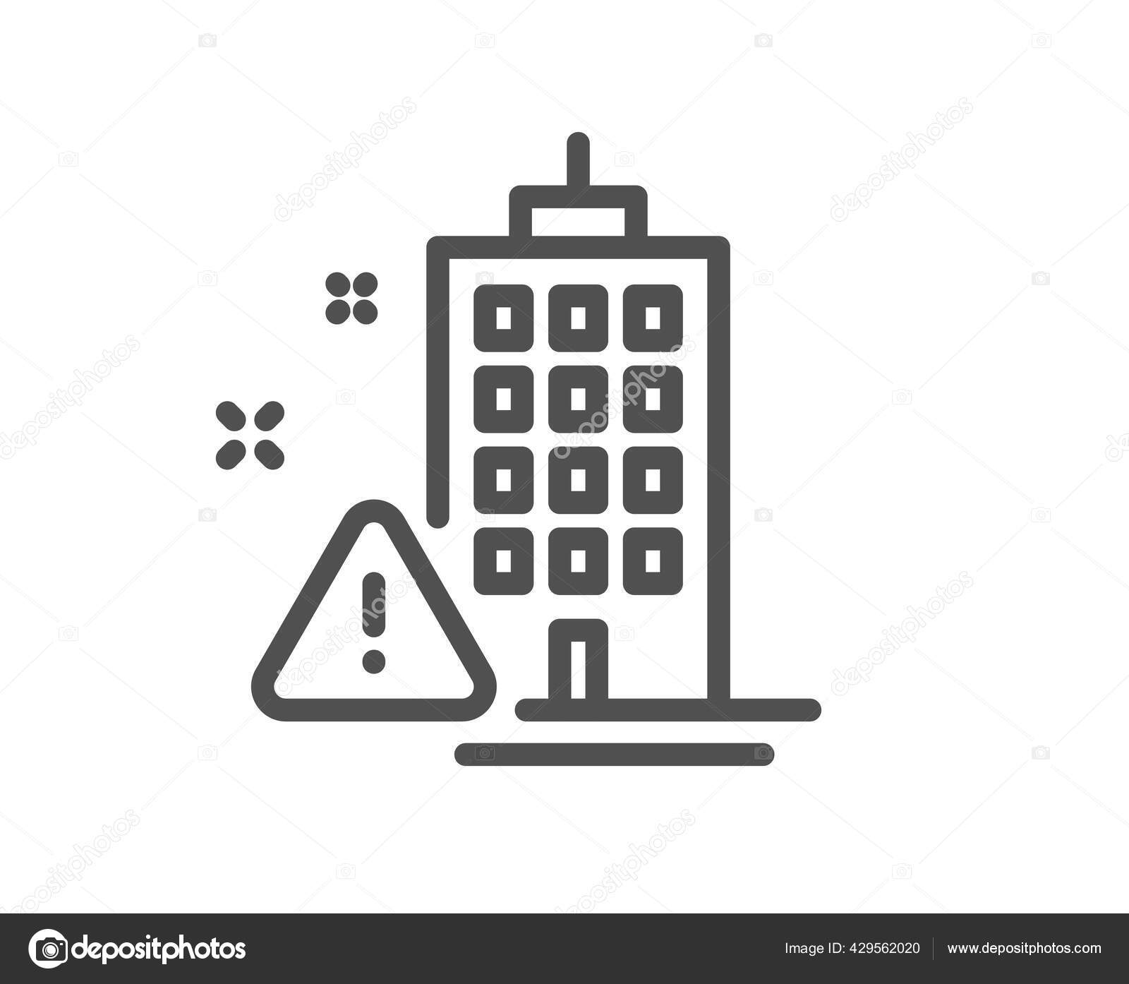 Edificio Icono Línea Advertencia Construcción Señal Del Triángulo ...