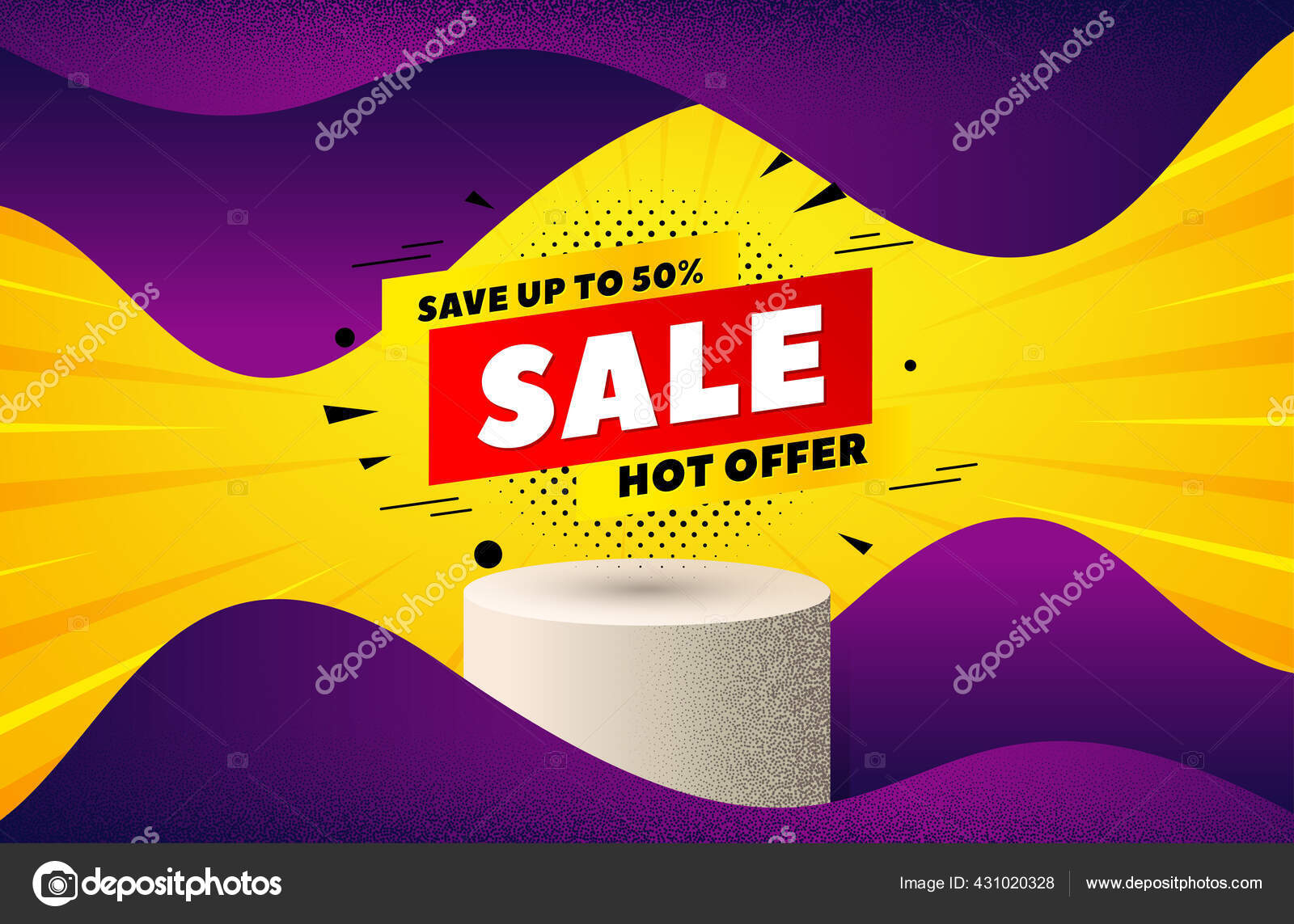 Sale Banner Background Podium Platform Discount Sticker Shape Hot Offer ...