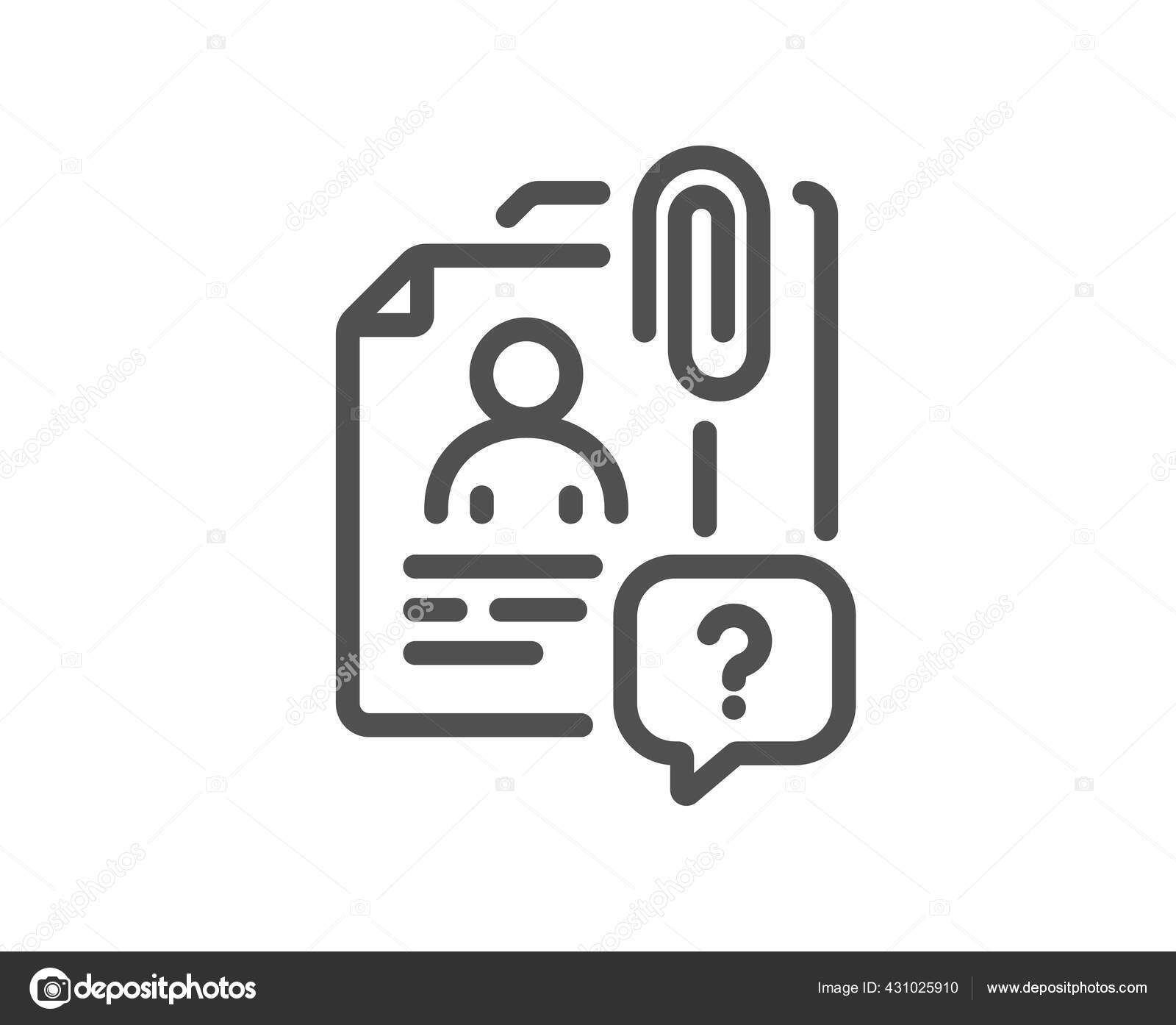 Search Employee Line Icon Interview Candidate Sign Question Mark Symbol ...