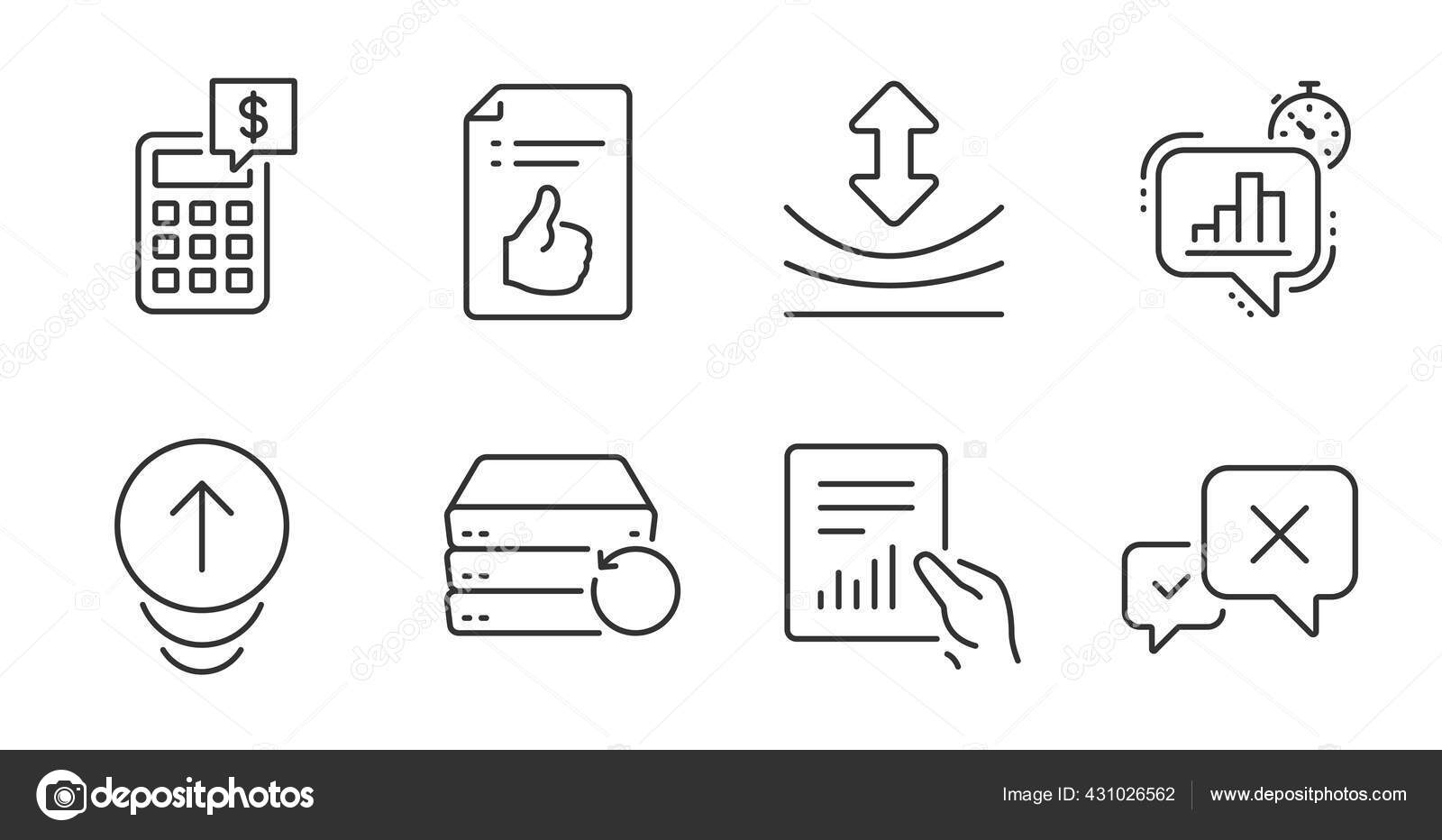 Swipe Recovery Server Resilience Line Icons Set Calculator Approved Document Stock Vector Image ...