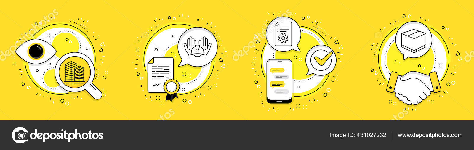 Skyscraper Buildings Technical Documentation Builders Union Line Icons Set Licence Stock Vector ...